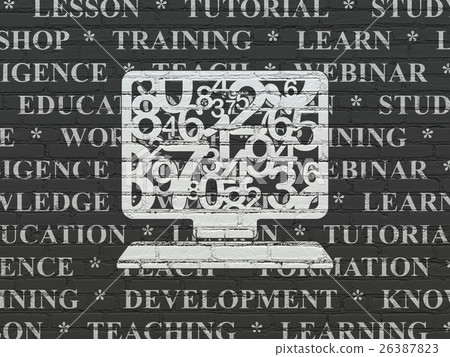 Education concept: Computer Pc on wall background - Stock Illustration ...