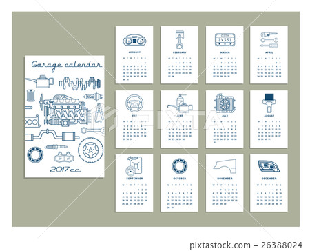 Garage calendar of 2017. Vector. Isolated - Stock Illustration ...