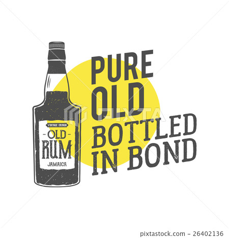 Vintage handcrafted label, emblem with old rum - Stock Illustration ...