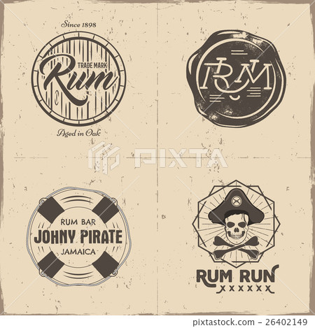 Set of vintage handcrafted pirates emblems, labels - Stock Illustration ...