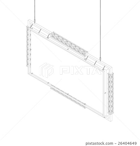 Hanging billboard. Vector outline illustration. - Stock Illustration ...