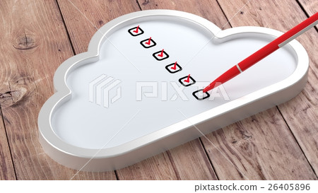 Red ball pen crossing off from a cloud checklist - Stock Illustration ...