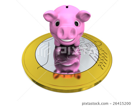 Piggy bank on Euro coin - Stock Illustration [26415200] - PIXTA