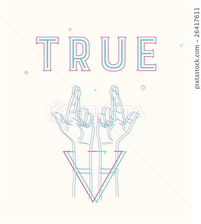 crossed fingers, a symbol of true - Stock Illustration [26417611] - PIXTA