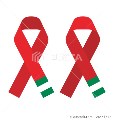 Red ribbon AIDS, HIV icon with Nigeria flag - Stock Illustration ...