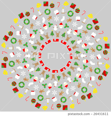 Christmas icon set pattern circle shape - Stock Illustration [26431611 ...