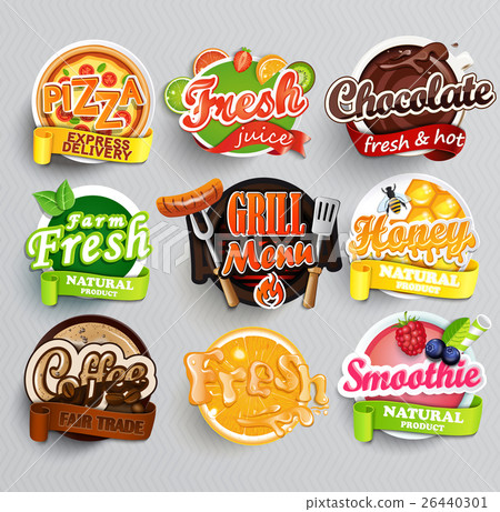 Set of food stickers. - Stock Illustration [26440301] - PIXTA