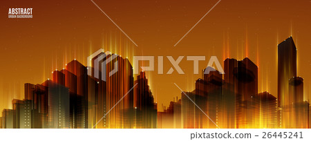 City Skylines. Orange night background. Panorama - Stock Illustration ...