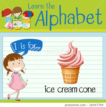 Flashcard letter I is for ice cream cone - Stock Illustration [26447704 ...