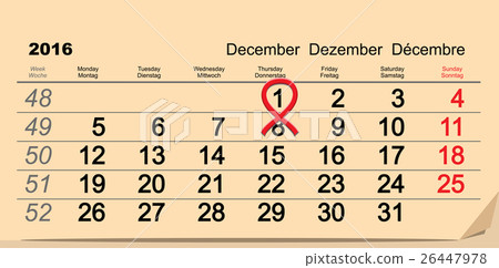 December 1, 2016 World AIDS Day. Red ribbon symbol - Stock Illustration ...