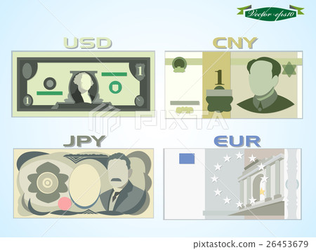 vector US dollar Chinese yuan japanese yen EURO - Stock Illustration ...