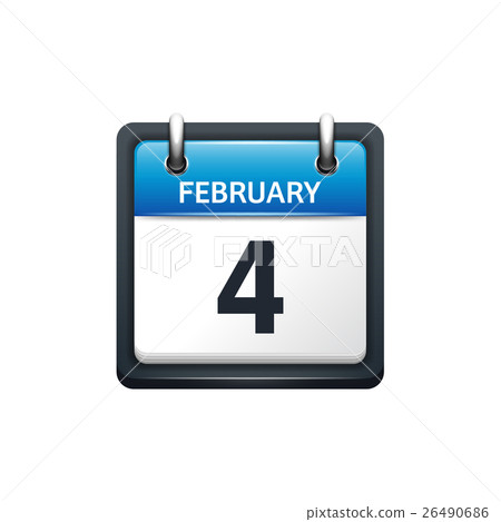February 4. Calendar icon.Vector illustration,flat - Stock Illustration ...
