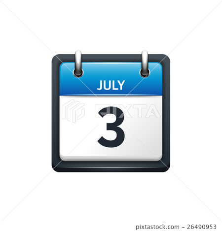 July 3. Calendar icon.Vector illustration,flat-插圖素材 [26490953] - PIXTA圖庫