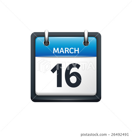 March 16. Calendar icon.Vector illustration,flat - Stock Illustration ...