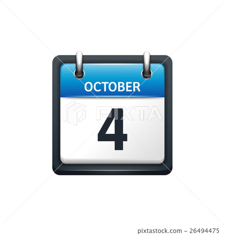 October 4. Calendar icon.Vector illustration,flat - Stock Illustration ...