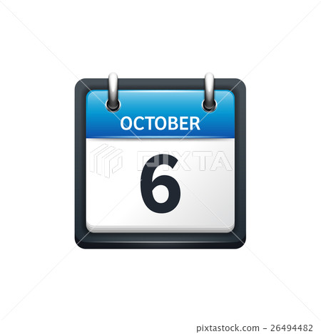 October 6. Calendar icon.Vector illustration,flat - Stock Illustration ...