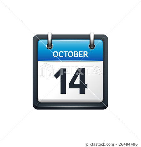 October 14. Calendar icon.Vector illustration,flat - Stock Illustration ...