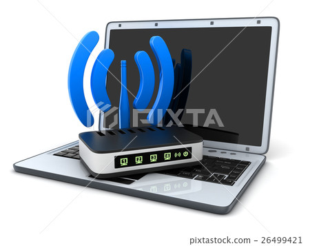 Laptop and symbol Wi-fi - Stock Illustration [26499421] - PIXTA