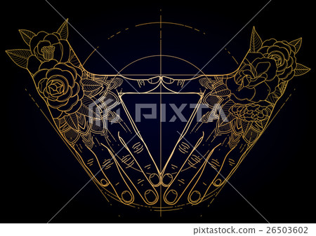 Graphic hands in the shape of triangle - Stock Illustration [26503602 ...