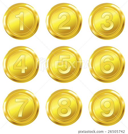 Gold coins 1 to 9 - Stock Illustration [26505742] - PIXTA