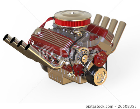 Hot rod V8 Engine 3D render - Stock Illustration [26508353] - PIXTA