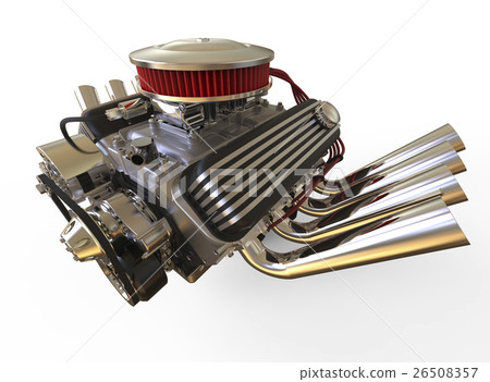 Hot rod V8 Engine 3D render - Stock Illustration [26508357] - PIXTA