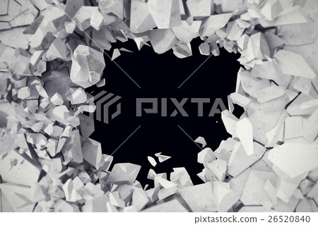 3d rendering, explosion, cracked concrete wall - Stock Illustration ...
