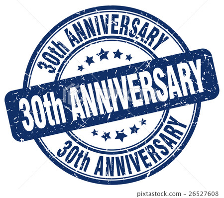 30th anniversary blue grunge stamp - Stock Illustration [26527608] - PIXTA