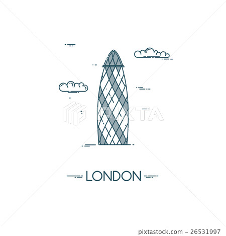 Skyscraper Gherkin in City of London. - Stock Illustration [26531997 ...