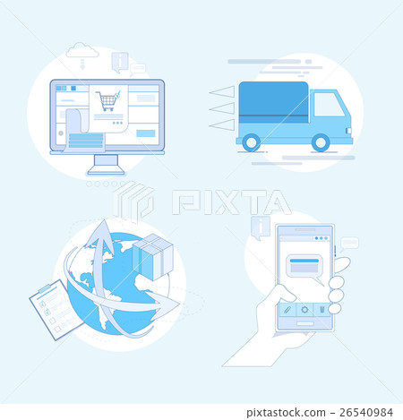 Online Shopping Commerce Delivery Service Thin - Stock Illustration ...