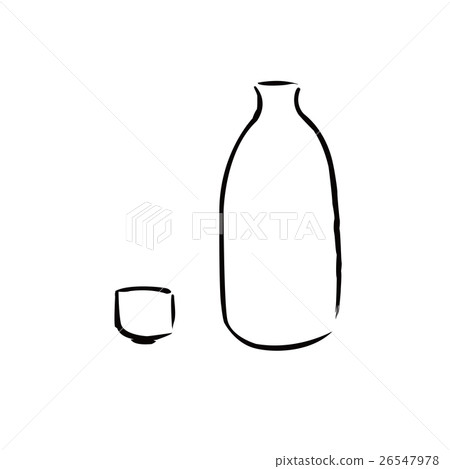 Japanese sake illustration line - Stock Illustration [26547978] - PIXTA