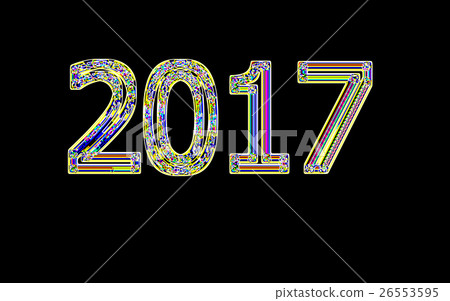 Multicolored numbers 2017 on black background - Stock Illustration ...