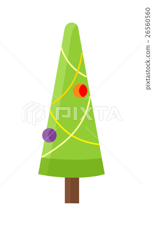 Christmas Tree Isolated on White. Cartoon Fir - Stock Illustration ...