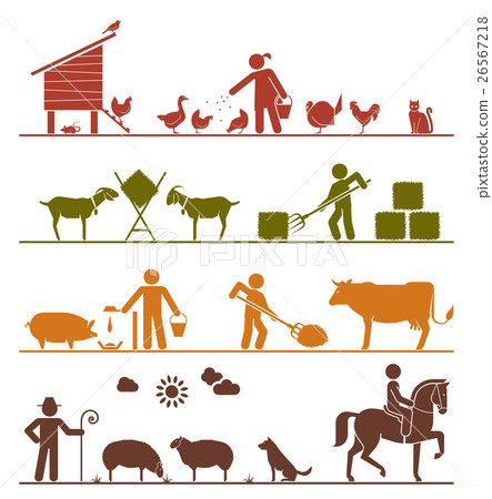 Pictogram presenting feeding of domestic animals - Stock Illustration ...