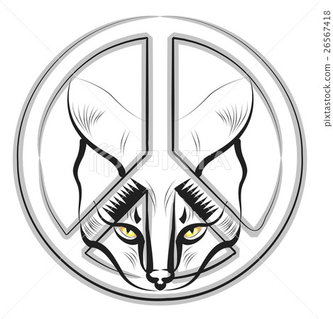 Cat and Peace Sign - Stock Illustration [26567418] - PIXTA