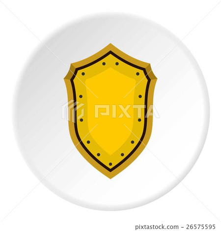 Golden shield icon, flat style - Stock Illustration [26575595] - PIXTA