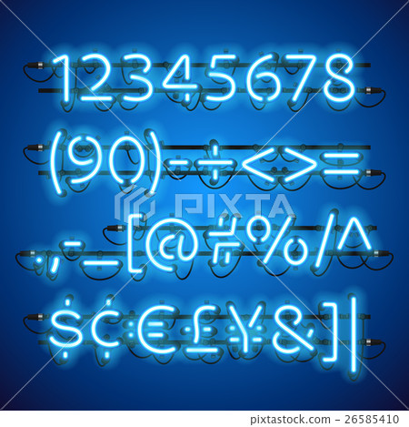 Glowing Neon Blue Numbers - Stock Illustration [26585410] - PIXTA