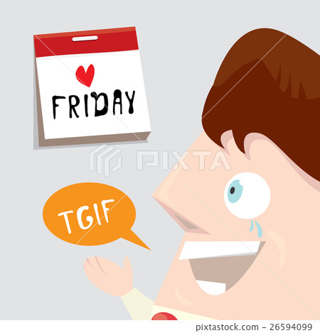 friday concept with cartoon businessman - Stock Illustration [26594099 ...