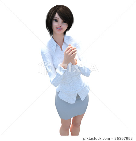 Wish Pose white shirt female business woman... - Stock Illustration ...