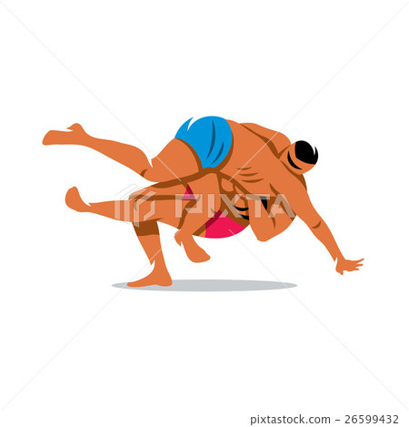 Vector Two Kabaddi players. Cartoon Illustration. - Stock Illustration ...