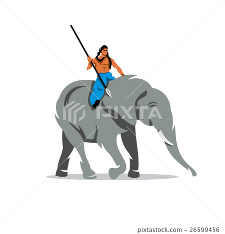 Vector Elephant with mahout Cartoon Illustration. - Stock Illustration ...