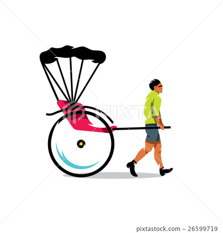 Vector China Rickshaw Cartoon Illustration. - Stock Illustration ...