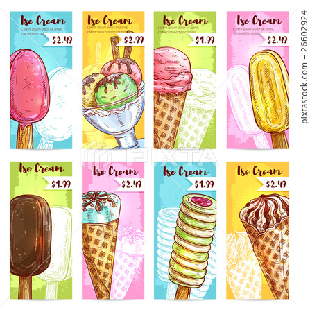 Ice cream menu price tags color sketch-插圖素材 [26602924] - PIXTA圖庫