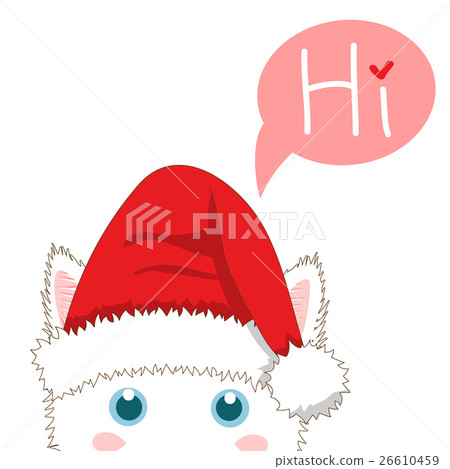 White Cat with Santa Hat Sneaking. Christmas Day - Stock Illustration ...