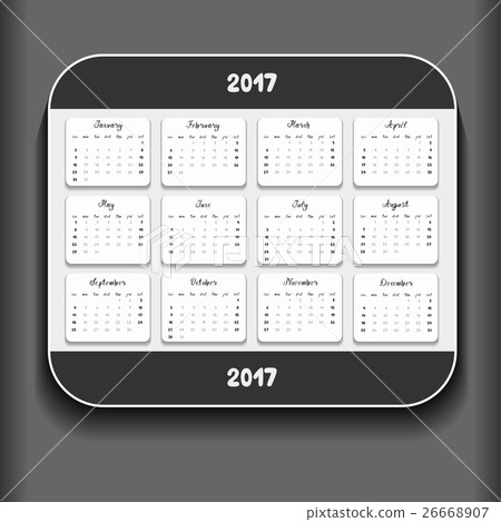 Simple 2017 year calendar - Stock Illustration [26668907] - PIXTA