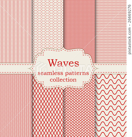 Vector illustration set of seamless patterns waves - Stock Illustration ...