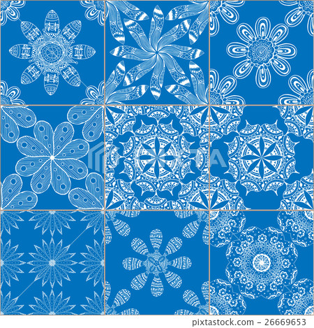 geometric tiles seamless patterns set - Stock Illustration [26669653 ...