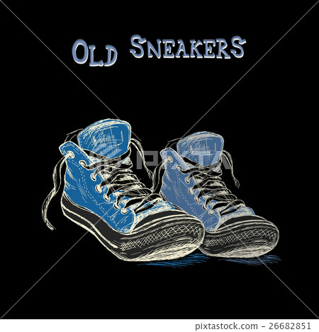 Vintage Sneakers Hand Drawn - Stock Illustration [26682851] - PIXTA