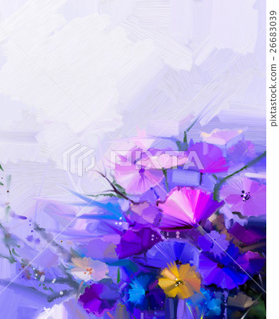 Abstract oil painting of spring flowers. - Stock Illustration [26683039 ...