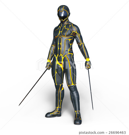 Cyborg Swordsman - Stock Illustration [26696463] - PIXTA